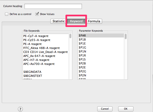 Keywords in Tables | FlowJo Documentation - Documentation for FlowJo ...